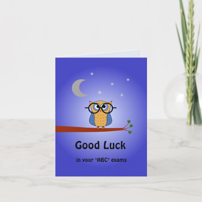Good Luck custom text clever night owl Card | Zazzle.com