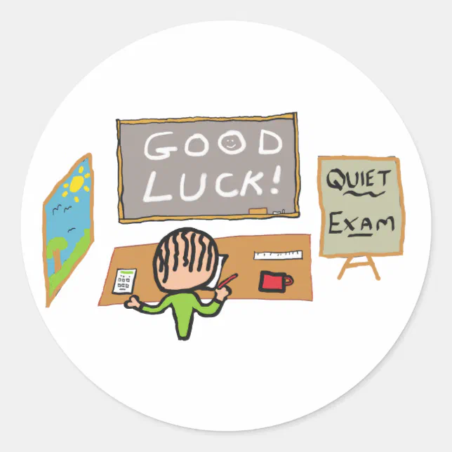 Good Luck Exams Classic Round Sticker | Zazzle