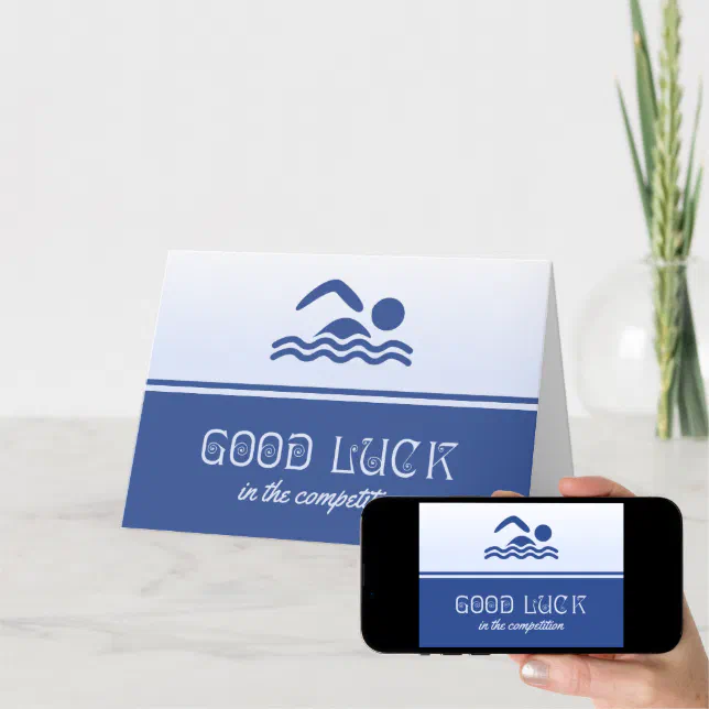 Good luck for swimmer blue card | Zazzle