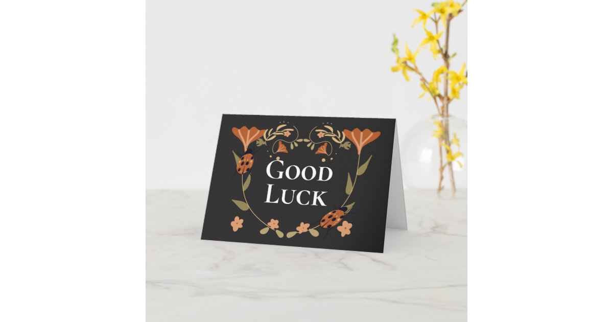 Good Luck Ladybug Floral Card | Zazzle