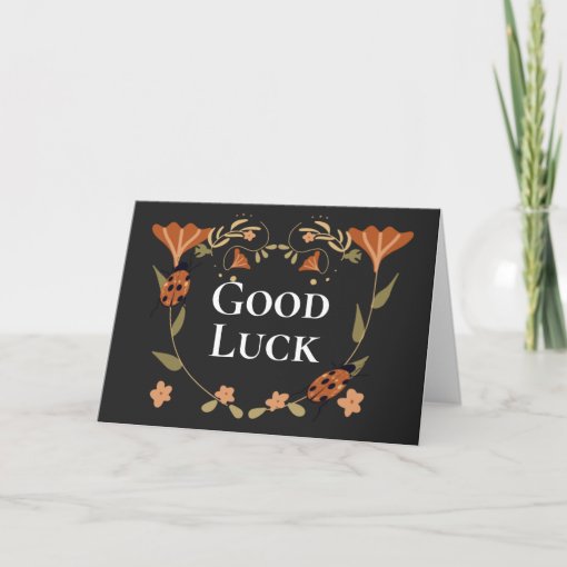 Good Luck Ladybug Floral Card | Zazzle