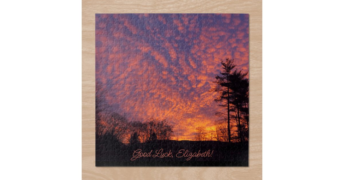 Good Luck Name Beautiful Sunrise Clouds Jigsaw Puzzle | Zazzle