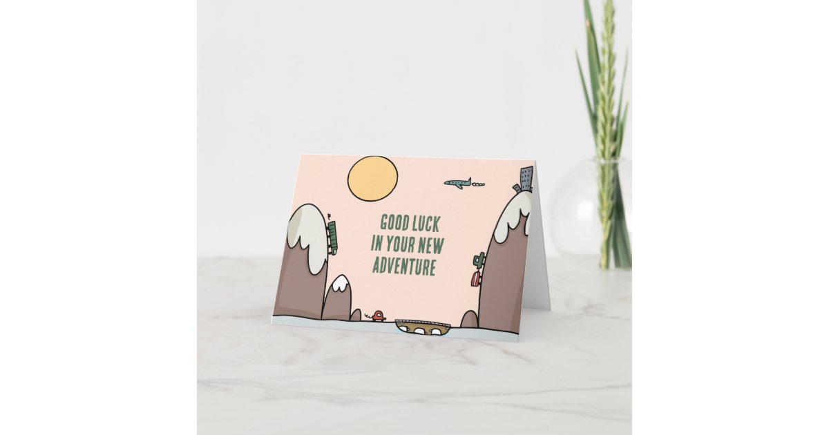Good Luck New Adventure Traveling Cartoon Card | Zazzle