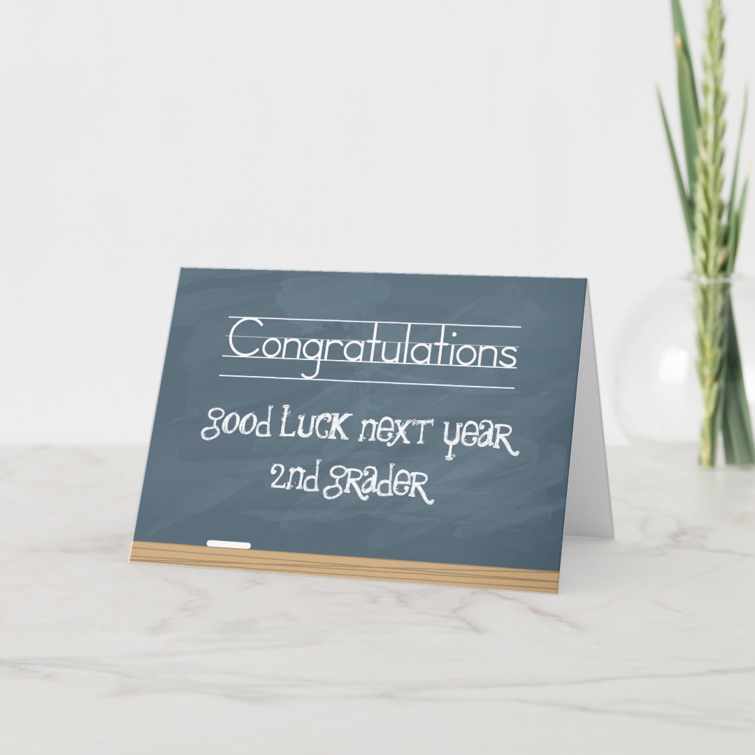 Good Luck Next Year Chalkboard with smudge marks Card | Zazzle