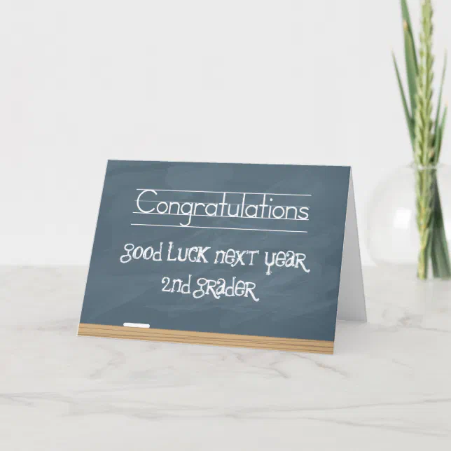 Good Luck Next Year Chalkboard with smudge marks Card | Zazzle
