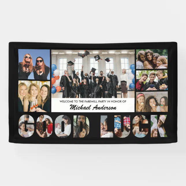 Good Luck Photo Collage Colleague Farewell Party Banner | Zazzle