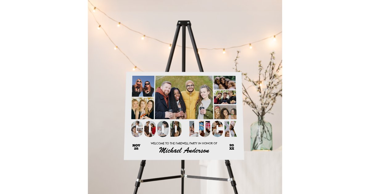 Good Luck Photo Collage Colleague Farewell Party Foam Board | Zazzle