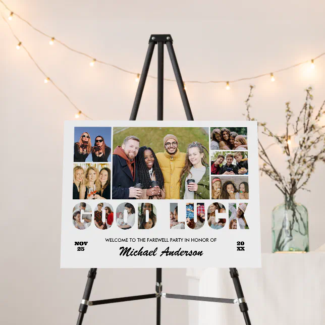Good Luck Photo Collage Colleague Farewell Party Foam Board | Zazzle