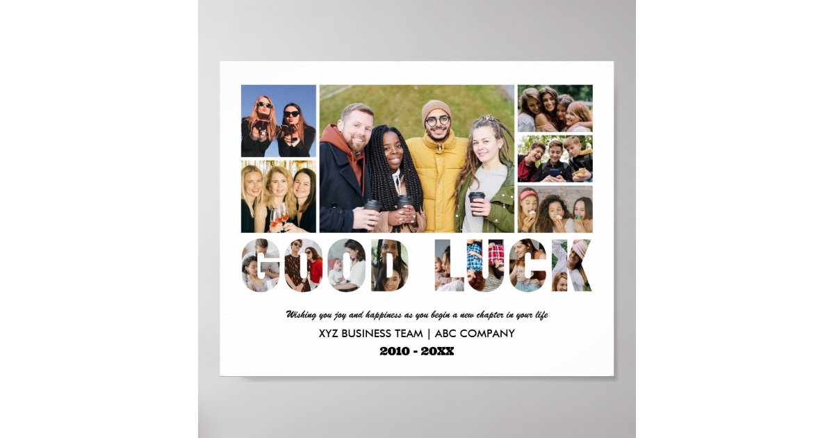 Good Luck Photo Collage Office Colleague Farewell Poster | Zazzle