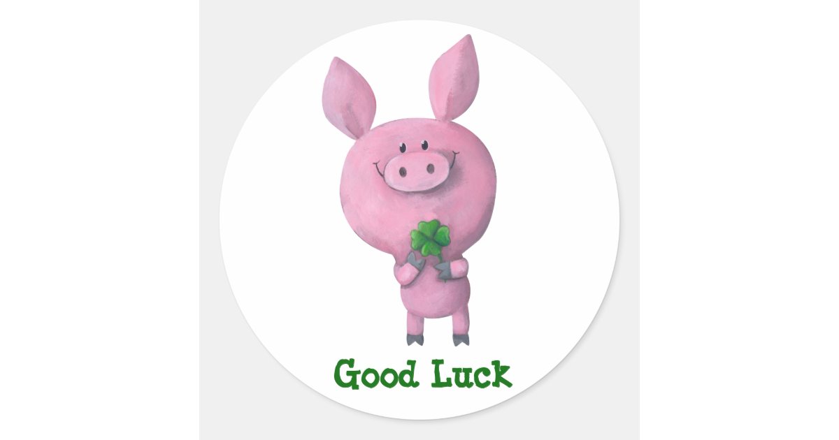 Good Luck Pig Classic Round Sticker | Zazzle.com