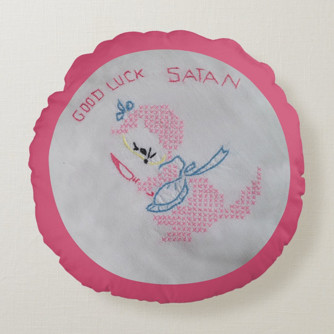 GOOD LUCK SATAN/ GOOD LUCK ON SATURN ROUND PILLOW | Zazzle