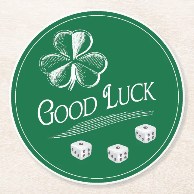 Good Luck Shamrock Bunco March Theme Round Paper Coaster | Zazzle