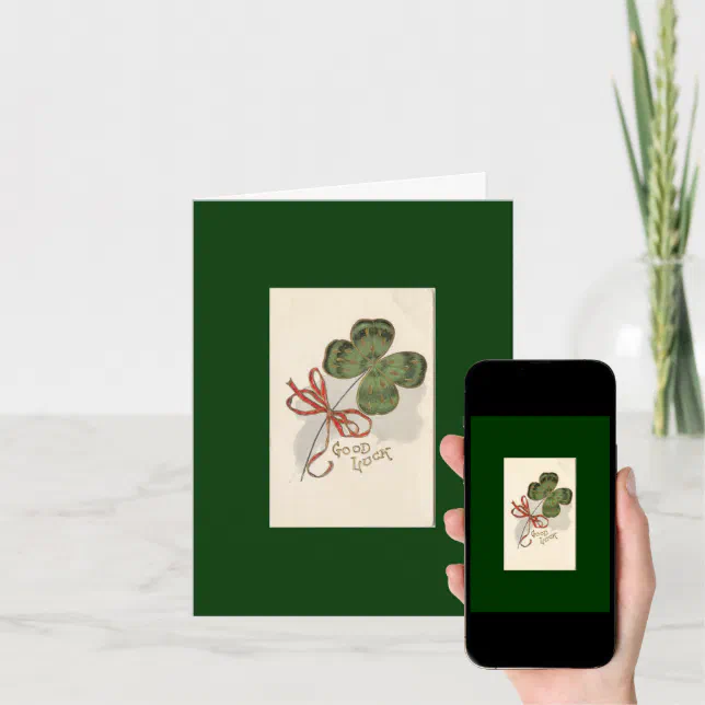 Good Luck Shamrock Card | Zazzle