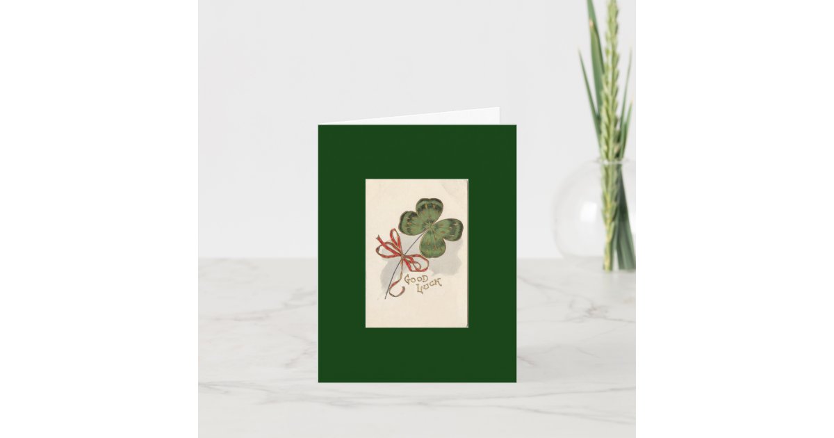 Good Luck Shamrock Card | Zazzle