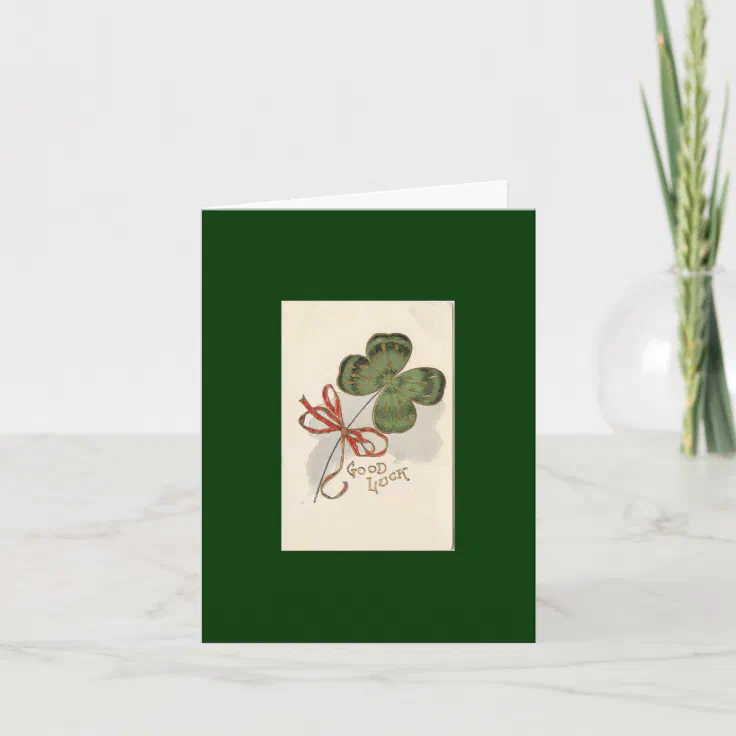 Good Luck Shamrock Card | Zazzle