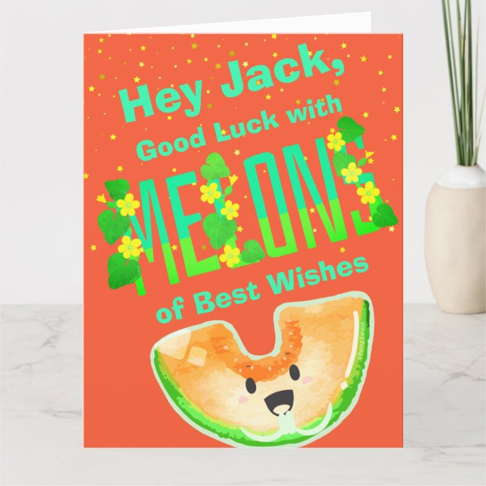 Good Luck with Melons of Best Wishes | Pun Card | Zazzle.com