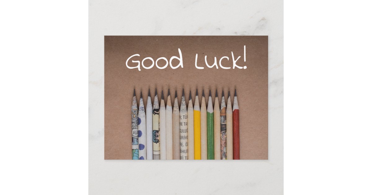 Good Luck With Pencils for Back-To-School or Exam Postcard | Zazzle