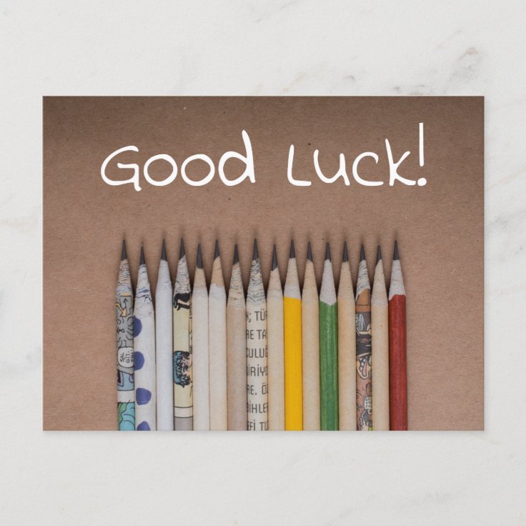 Good Luck With Pencils for Back-To-School or Exam Postcard | Zazzle