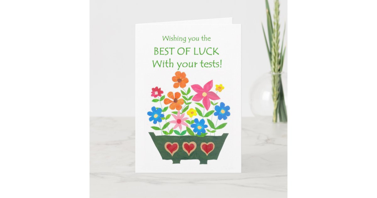 Good Luck with Tests Card - Flower Power | Zazzle
