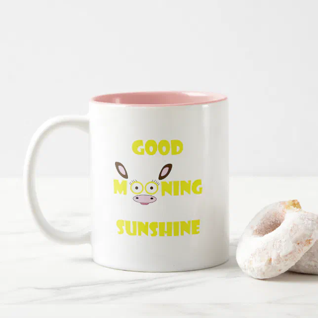 Good "Mooning" Sunshine Cow logo Two-Tone Coffee Mug | Zazzle
