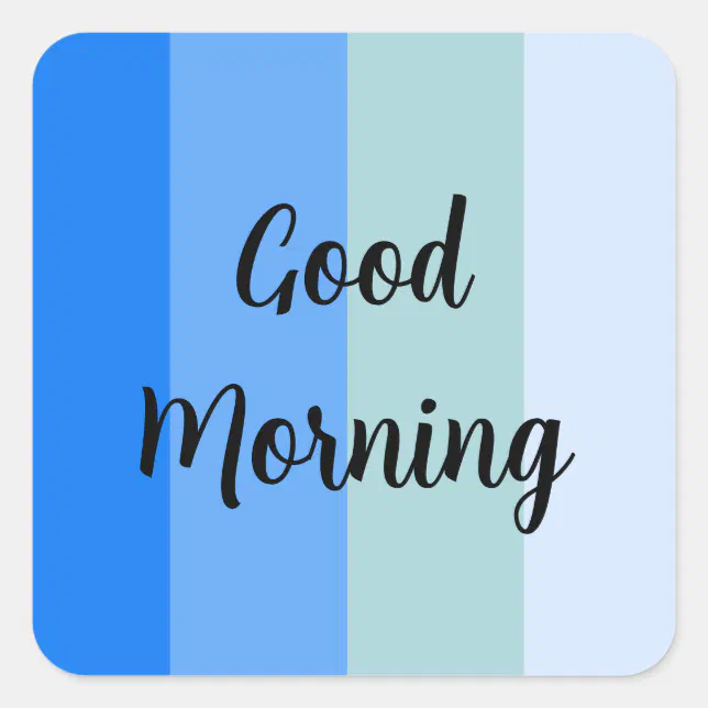 Good Morning Blue Striped Beverage Coaster Square Sticker | Zazzle