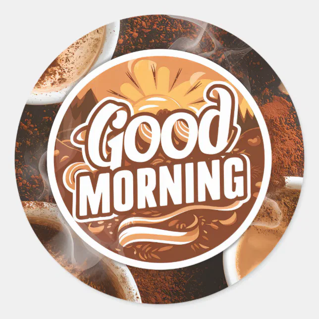 Good Morning Coffee and Breads #2 Classic Round Sticker | Zazzle