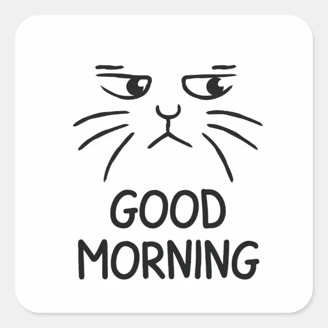 good morning design square sticker | Zazzle