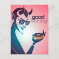 Good Morning Devil With Donut Postcard | Zazzle