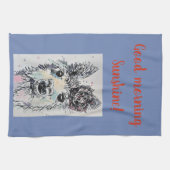 Good Morning Llama Alpaca art Photo Kitchen Towel | Zazzle