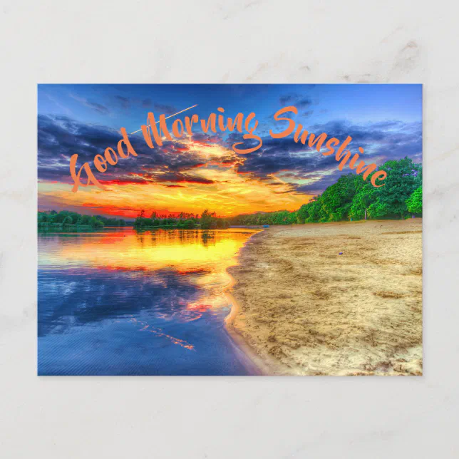Good Morning Sunrise Sandy Tropical Beach Postcard | Zazzle