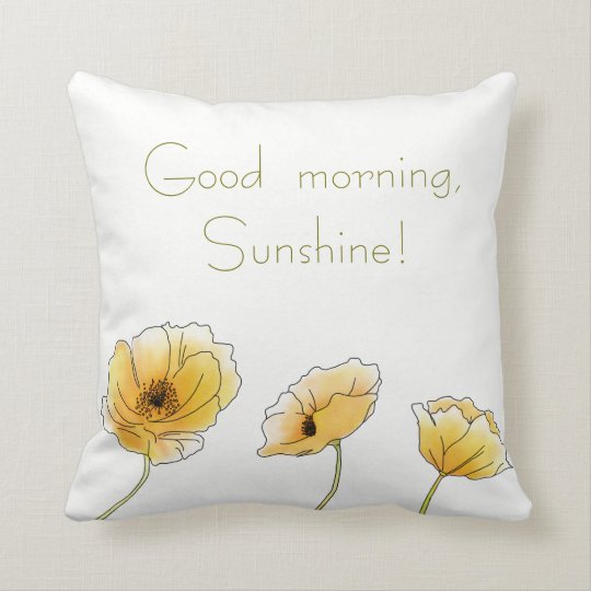 Good morning, Sunshine! Watercolor Yellow Poppies Throw Pillow | Zazzle.com