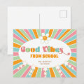 Good News From School Retro Vibes Teacher Postcard | Zazzle