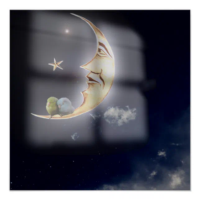 Good night and sweet dreams Pacific Parrotlets Art Poster | Zazzle