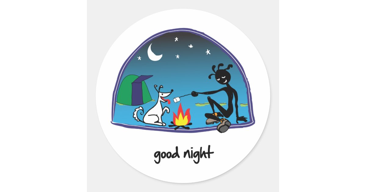 "Good Night!" Classic Round Sticker | Zazzle