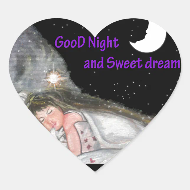 Good Night Heart Sticker | Zazzle