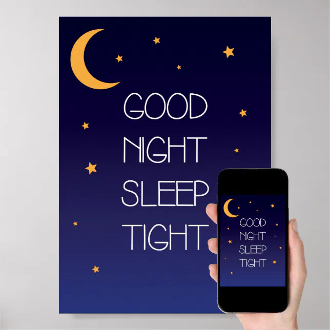 Good Night Sleep Tight Quote Poster | Zazzle