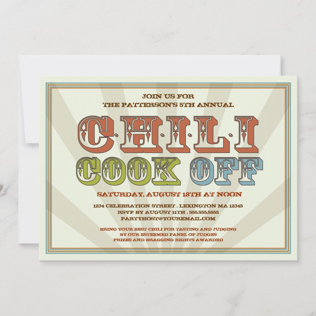 Good Old Fashioned Chili Cook Off Party Invitation | Zazzle