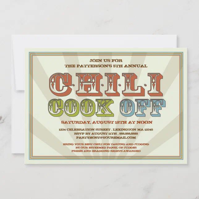 Good Old Fashioned Chili Cook Off Party Invitation | Zazzle
