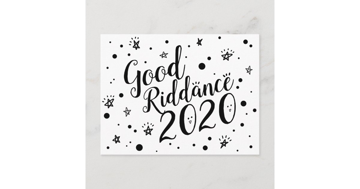 Good Riddance 2020 Star Snow Doodles Editable Text Postcard | Zazzle