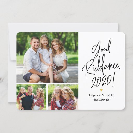 Good Riddance 3 Photos Happy New Year Cards | Zazzle