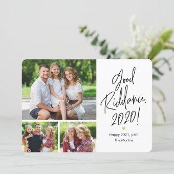 Good Riddance 3 Photos Happy New Year Cards | Zazzle