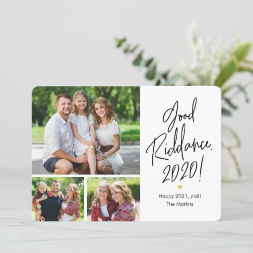 Good Riddance 3 Photos Happy New Year Cards | Zazzle