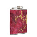 Good Stuff Inside Gold Glitter Script Christmas Flask | Zazzle