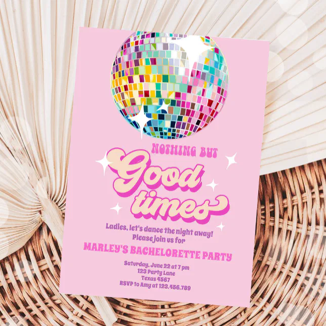 Good Times Disco Party Groovy Bachelorette Party Invitation | Zazzle