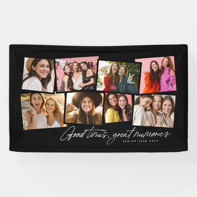 Good times great memories black photo collage banner | Zazzle