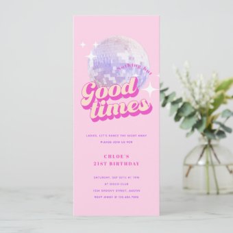 Good Times Groovy Pink Birthday Party Invitation | Zazzle
