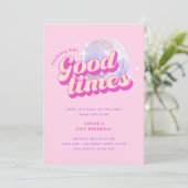 Good Times Groovy Pink Birthday Party Invitation | Zazzle