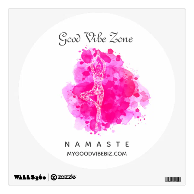 GOOD VIBE ZONE Woman Pink Yoga Pose Wall Decal | Zazzle
