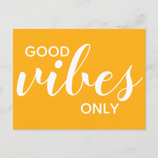 Good Vibes Only Positivity Affirmation Yellow Postcard | Zazzle