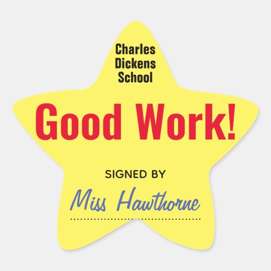 Good Work! Well done pupil at school Star Sticker | Zazzle.com